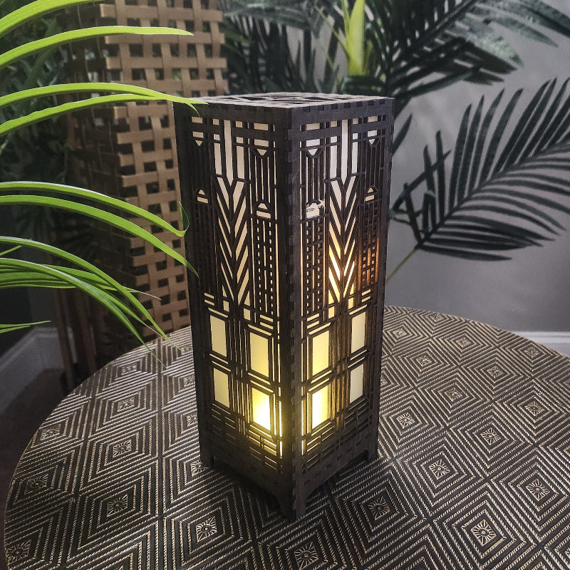 DOMARA Electric LED Light, Frank Lloyd Wright Inspired, Walnut Stain ...