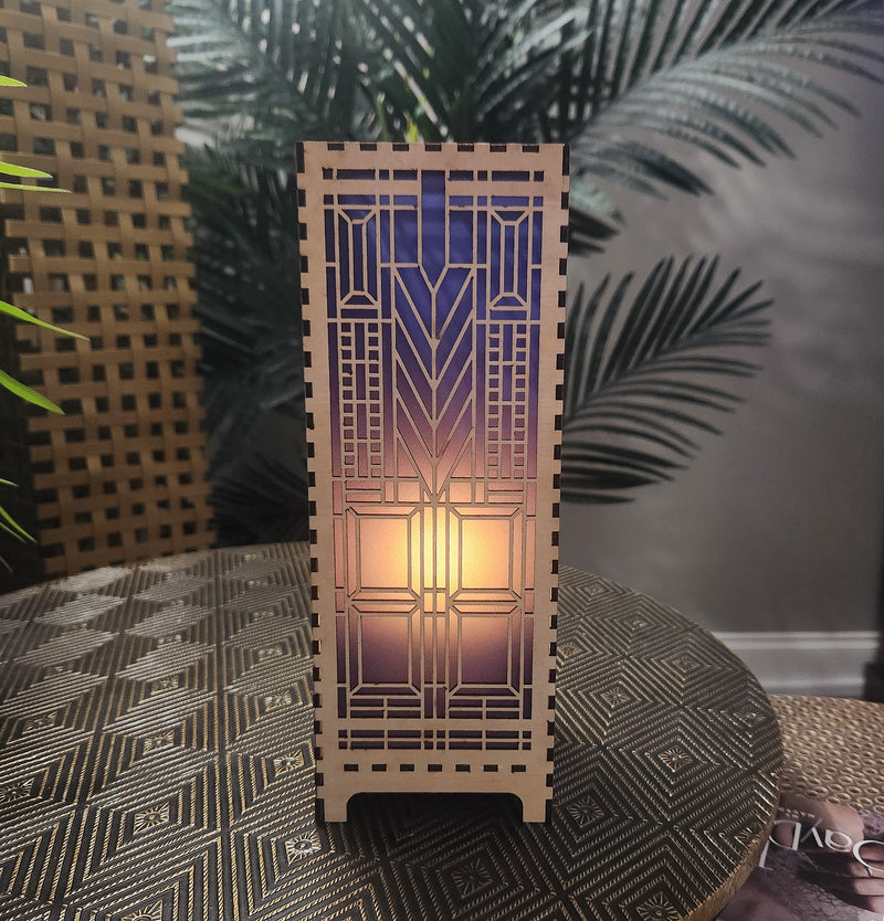 DOMARA Electric LED Light, Frank Lloyd Wright Inspired, Natural & Blue ...