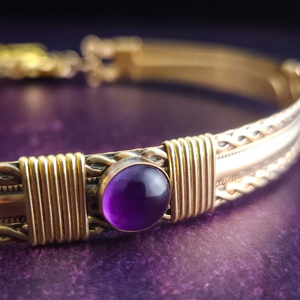 BABYLON Amethyst and 14K Yellow Gold Filled Locking Submissive Collar ...