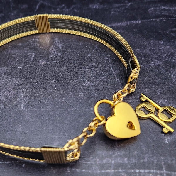 COLLAR - AMARI Locking Submissive Collar, BOLD, Black and Gold – MY ...